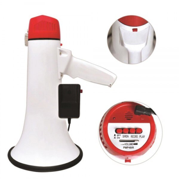 Megafon cu sirena incorporata, 12v, 15w, Alb - eMAG.ro
