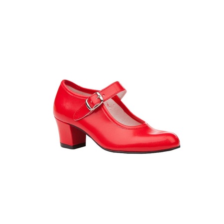 Pantofi dama simpli cu bareta si toc patrat, Angelitos, Rosu, 37 EU ...