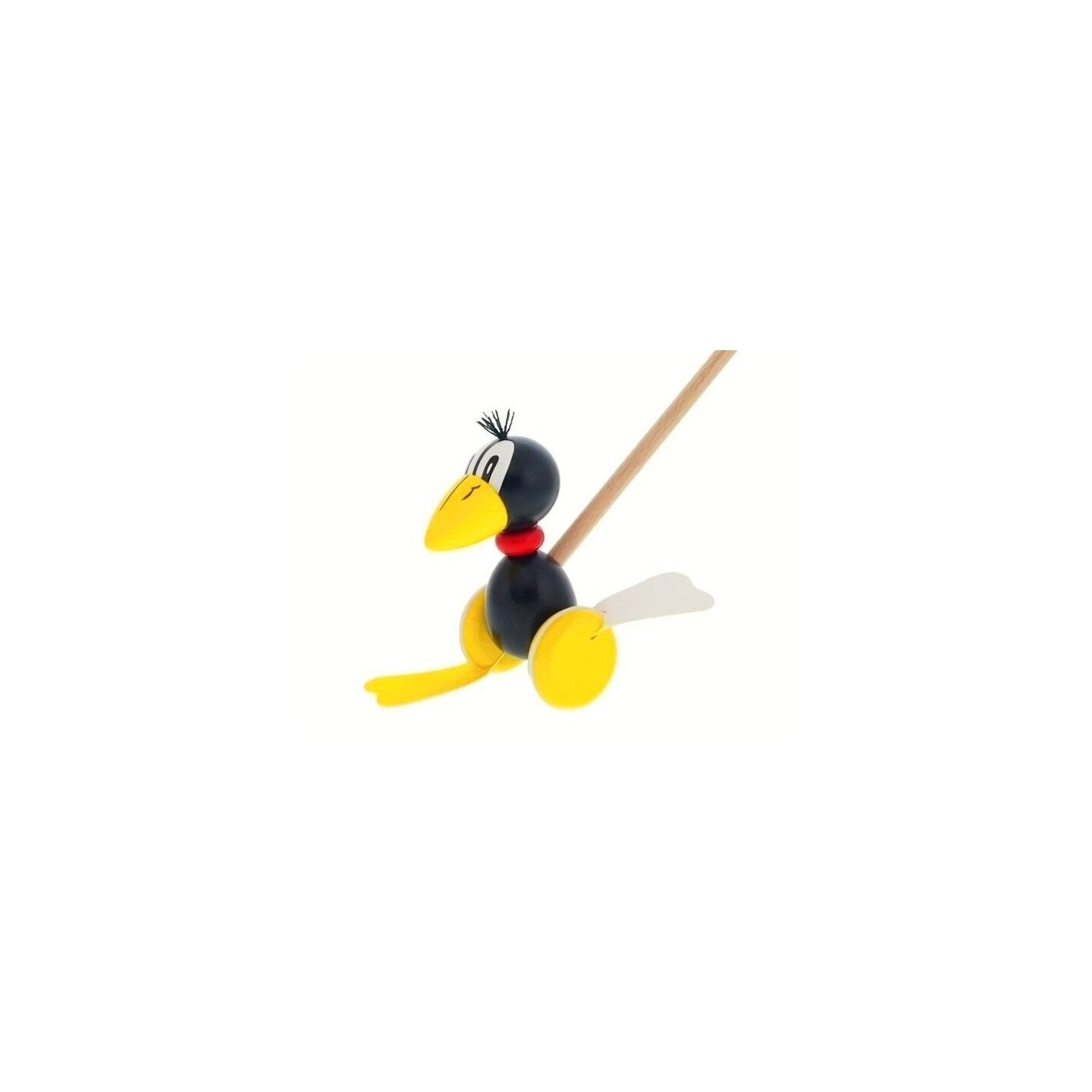 Jucarie de impins, Greenkid, corb, negru cu galben - eMAG.ro
