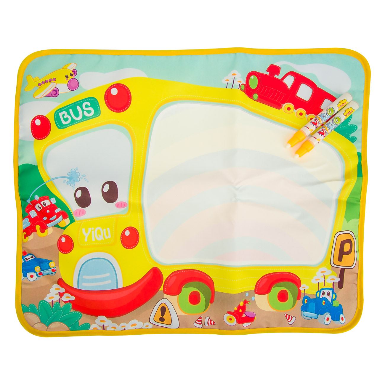 Covoras doodle de colorat, model tabla magica autobuz cu 2 carioci ...