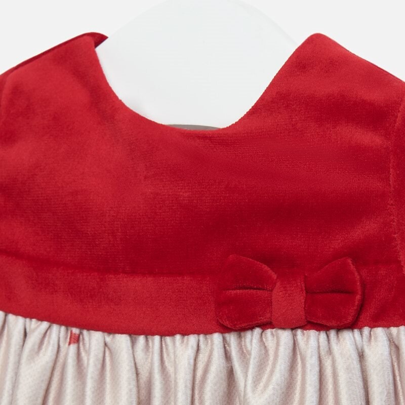 Rochie catifea imprimeu pisici bebe fetita, Mayoral, Rosu/Bej, 4-6 luni ...