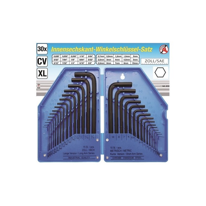 Set chei Imbus tip L, metric si Inch, 30 piese, BGS 810 - eMAG.ro