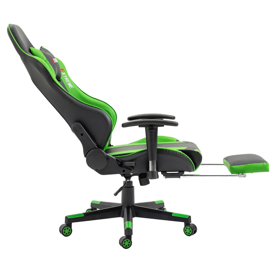Scaun Gaming Extreme HERO, Piele sintetica, Negru/Verde - eMAG.ro