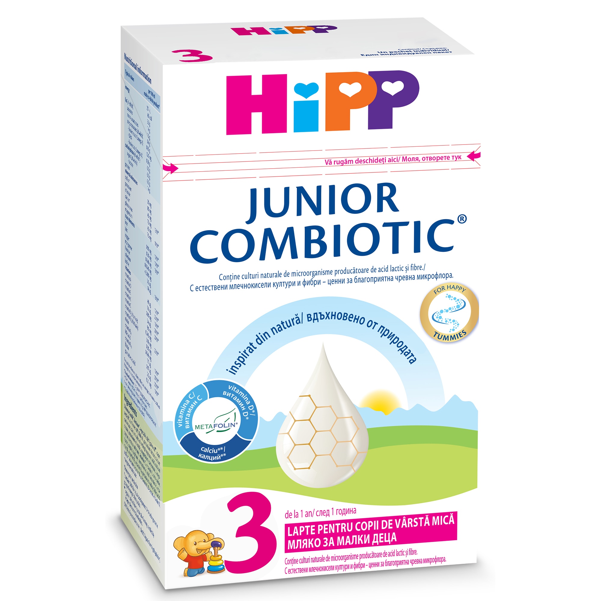 Lapte praf Hipp 3 Combiotic Junior 1+, pentru copii in crestere, 500g ...