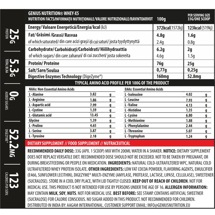Proteina Genius Nutrition Whey X5, Pudra pentru dezvoltare masa ...