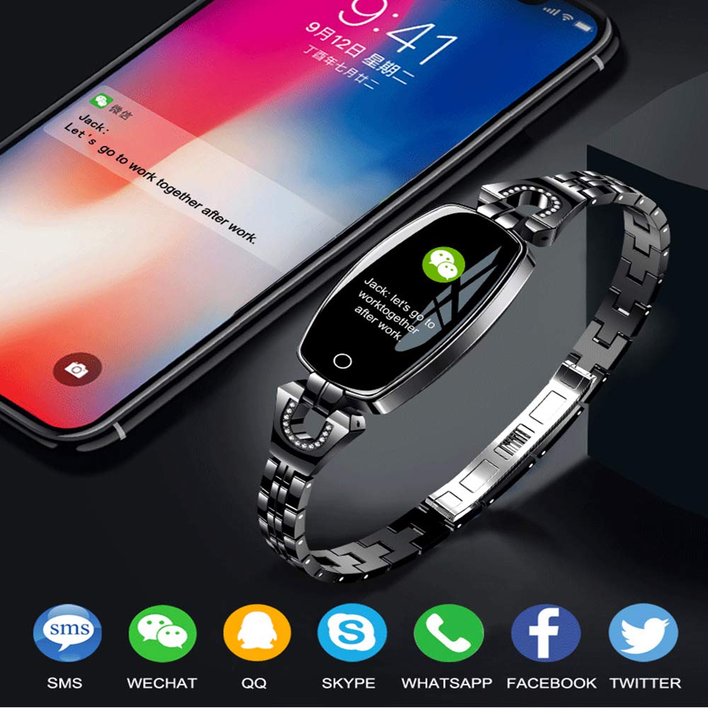 Ceas inteligent dama, H8, Metalic, Negru - eMAG.ro