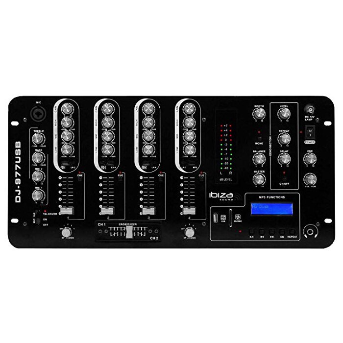 Mixer DJ profesional Ibiza 6 canale, USB/MP3, Functie Talkover, VU ...