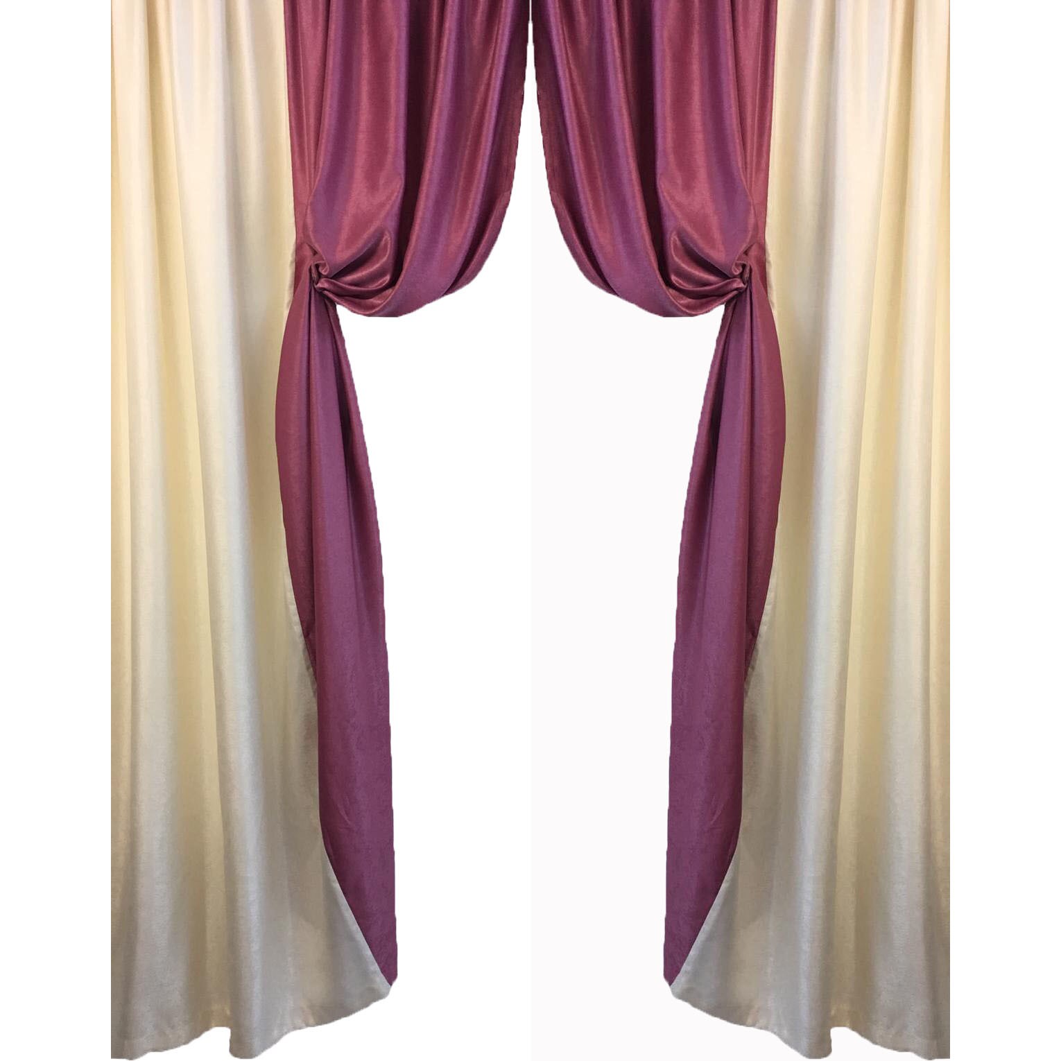 Set draperii semiopace, culoare ivoire visiniu, colectia "Bicolor by ...