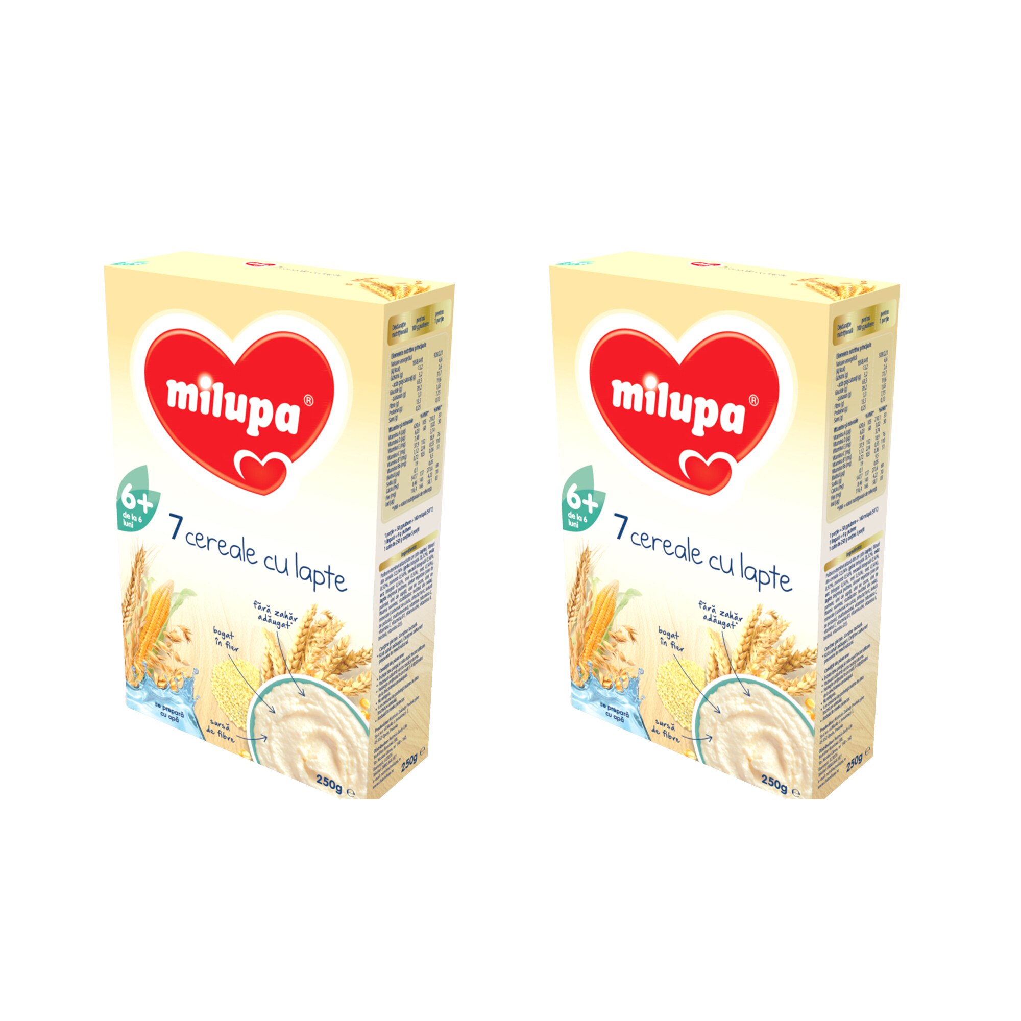 Pachet 2 x Cereale cu lapte, Milupa 7 Cereale, 250g, 6luni+ - eMAG.ro