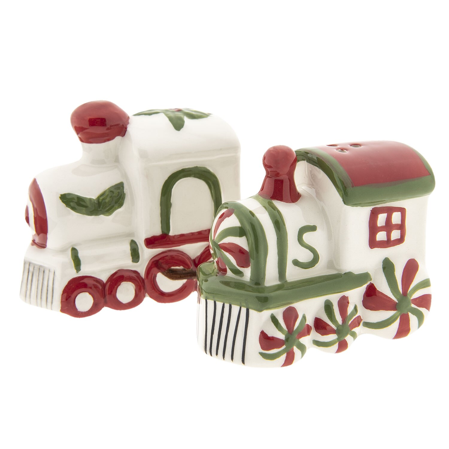 Set solnita pipernita ceramica tip trenulet Mos Craciun 14x4x7 cm - eMAG.ro