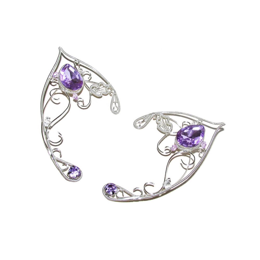 Urechi de elf, Elven Rose Design, Lavanda, handmade, placat argint ...