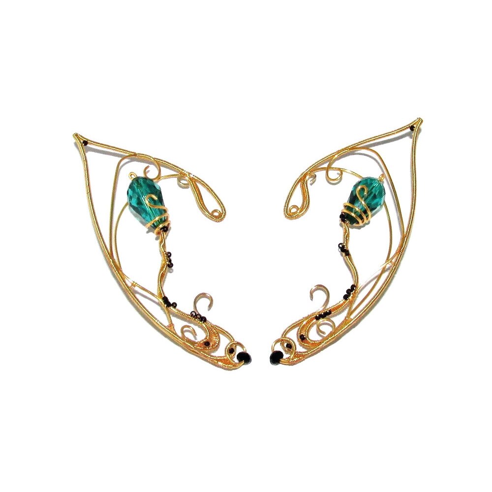 Urechi de elf, Elven Rose Design, Elven Healer, handmade, placat aur ...