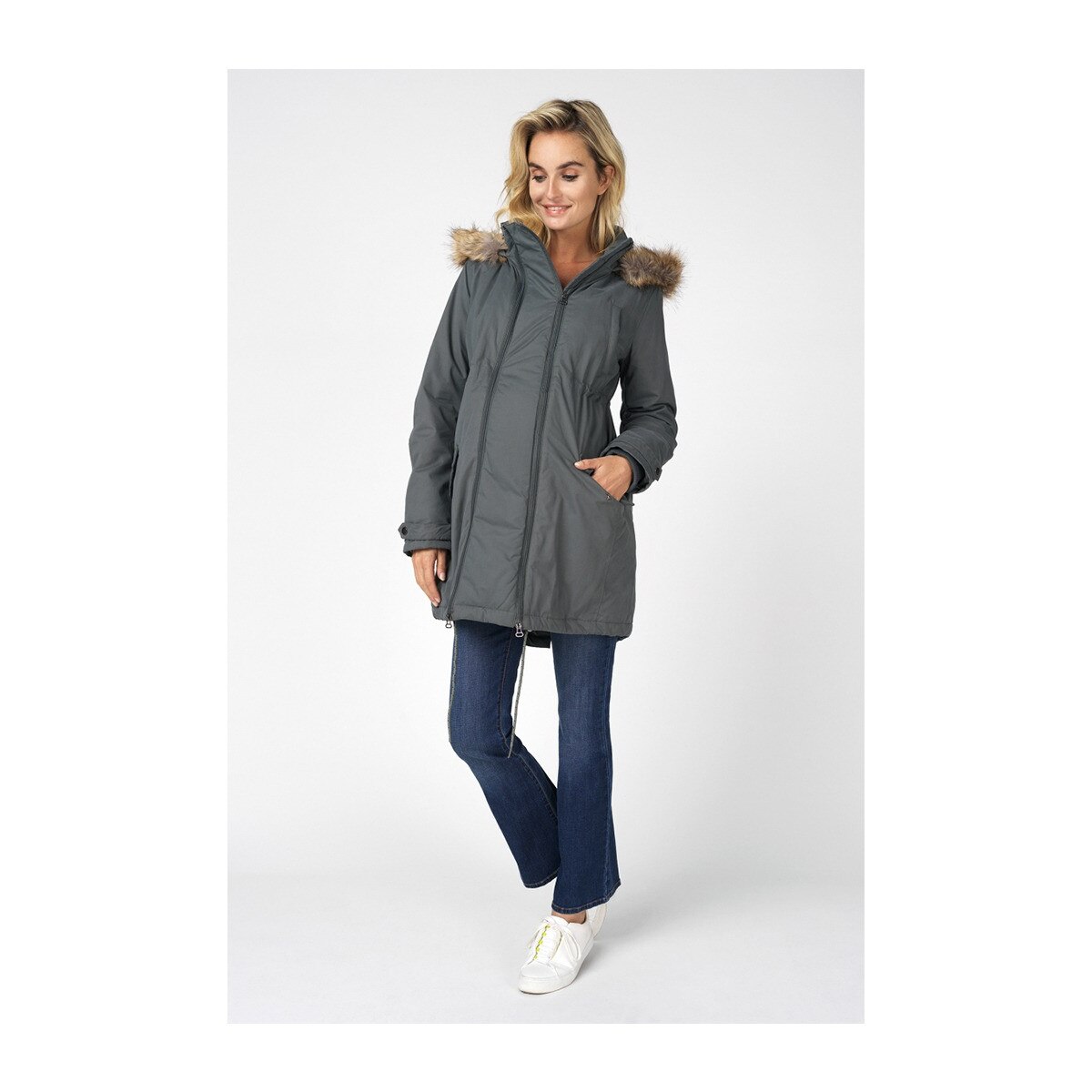 Geaca pentru gravide, Noppies, lunga, Malin, verde inchis, S EU - eMAG.ro