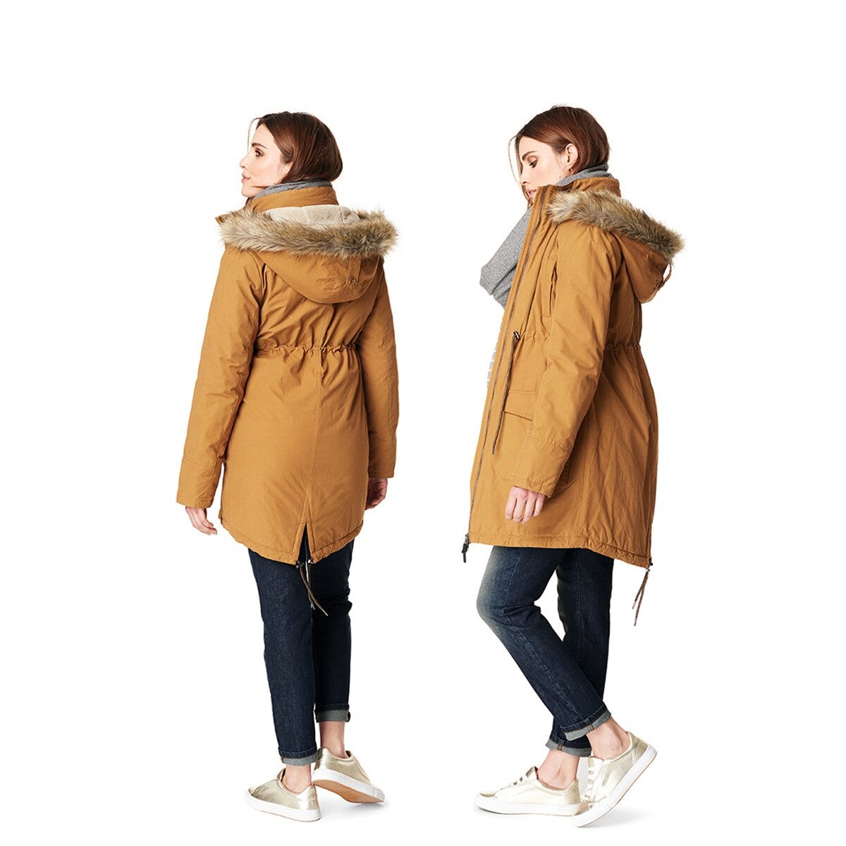 Geaca pentru gravide, Noppies, lunga, Malin, maro - eMAG.ro