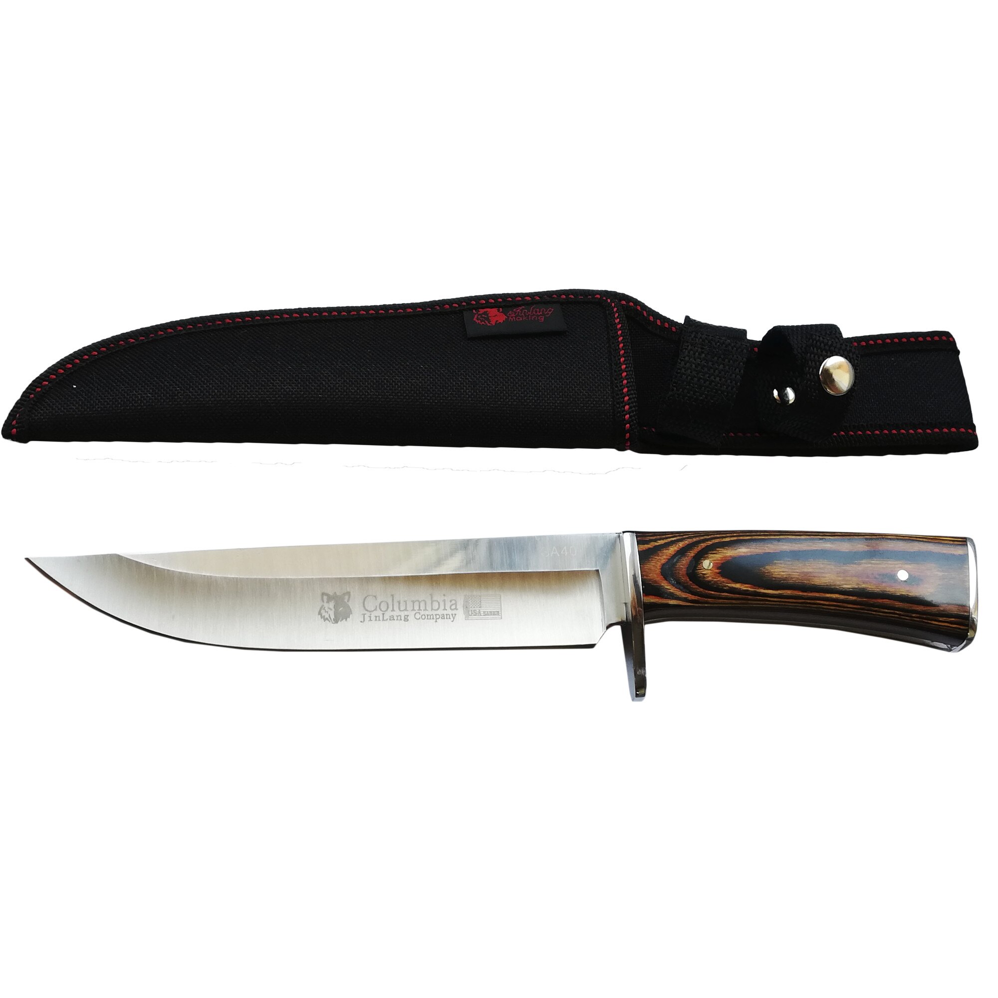 Set Cutit de vanatoare otel, outdoor,30 cm teaca inclusa,full tang ...