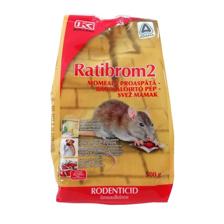 Momeala soareci, raticid Ratibrom 2 pasta 500 gr Kollant - eMAG.ro