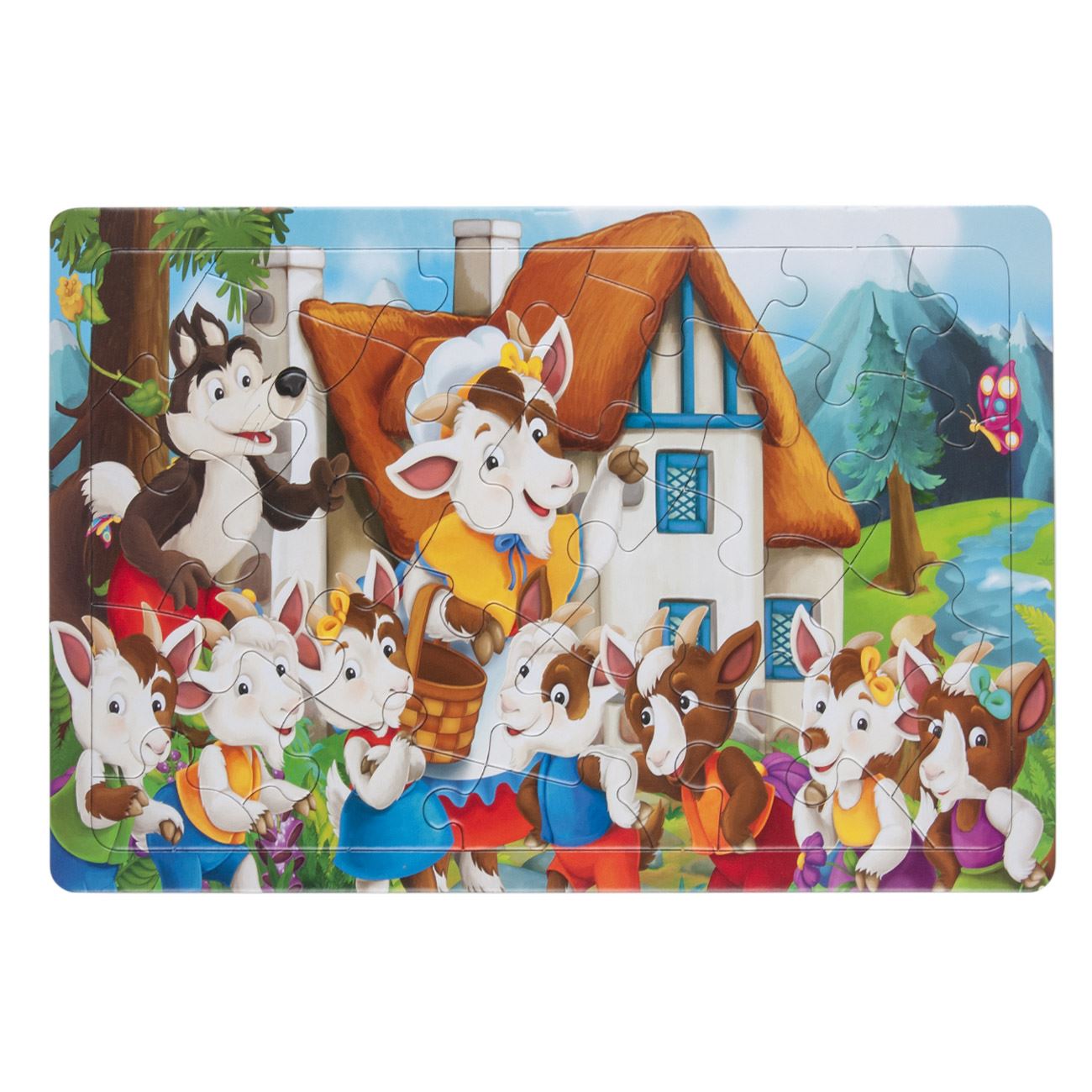 Puzzle pentru copii, model caprite si lup, 24 piese, multicolor - eMAG.ro