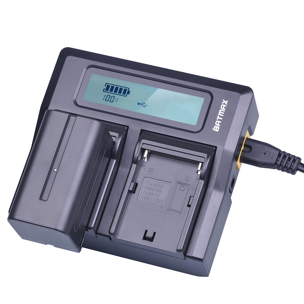 Комплект от 2 батерии NP-F750 5200mAh + двойно бързо зарядно за ...