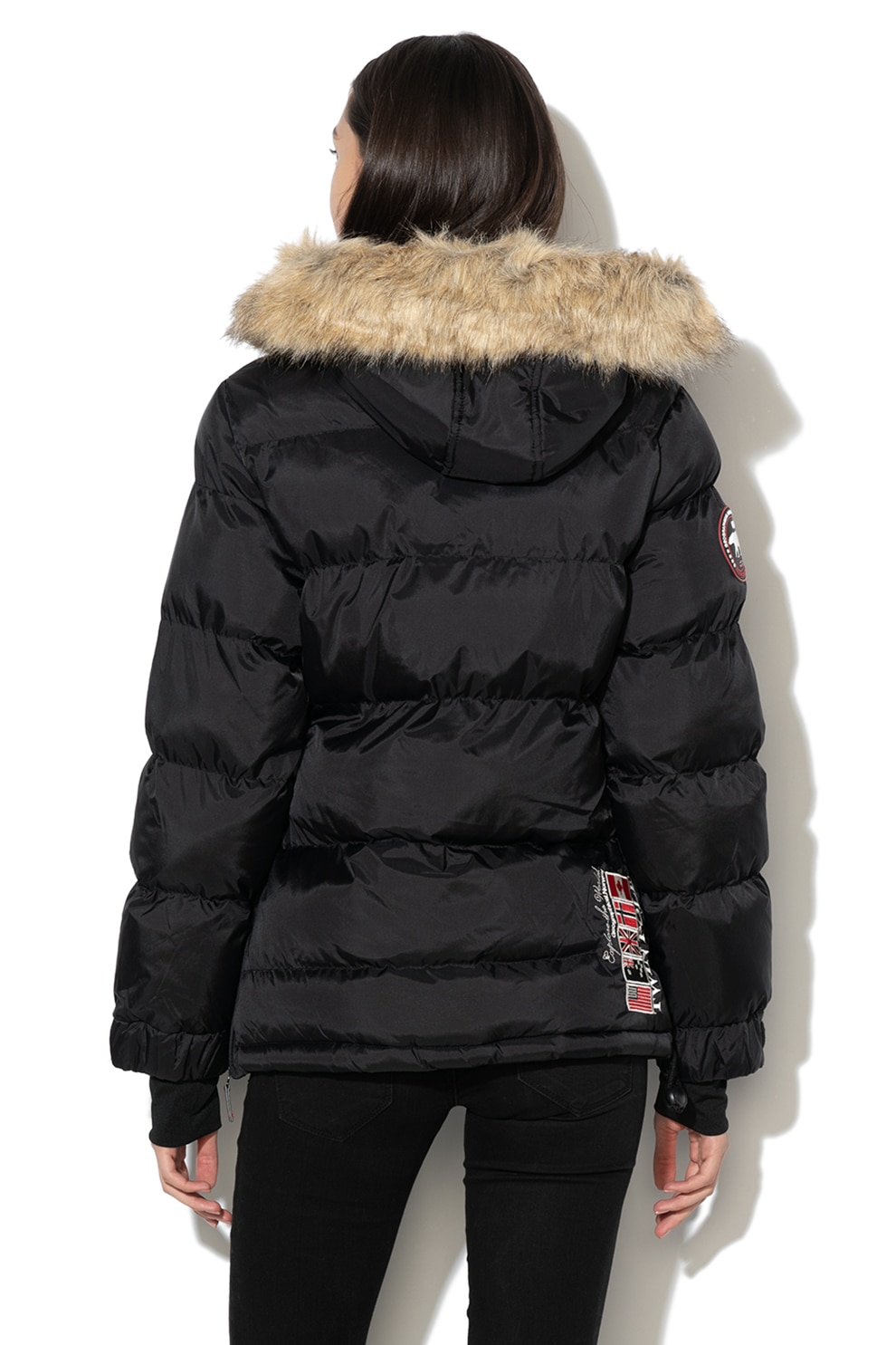 Geographical Norway, Geaca cu logo, fara inchidere Bianca, Negru, 4 ...