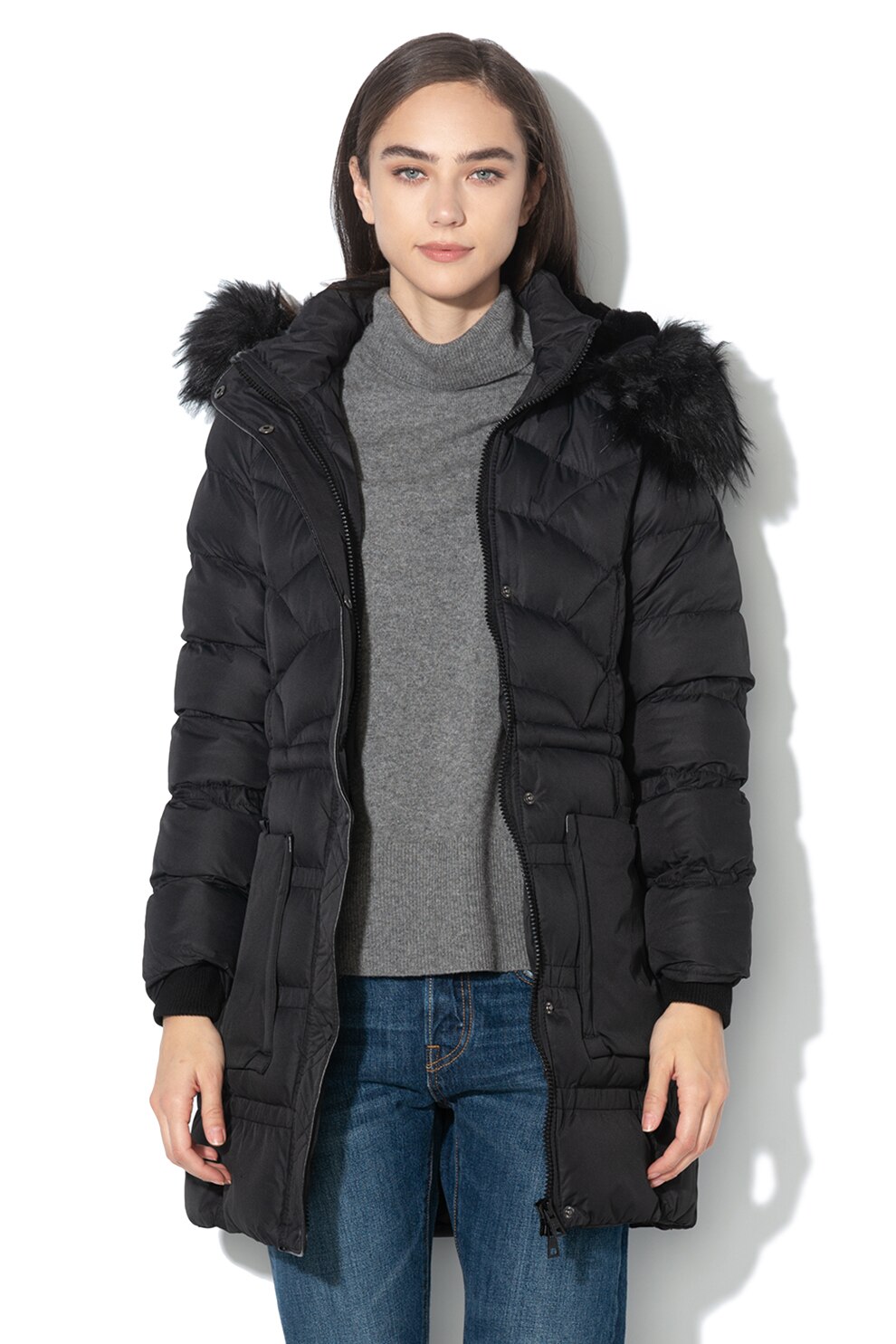 Geographical Norway, Зимно яке Collection с отделяща се качулка, Черен ...