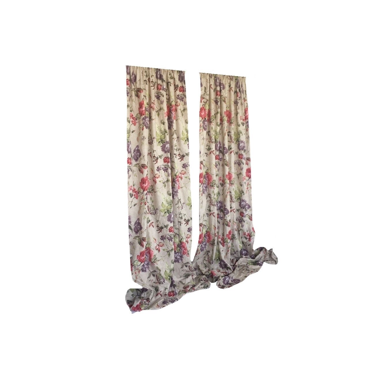 Set 2 draperii, 2X150x270 cm, bumbac, model flori, multicolor - eMAG.ro