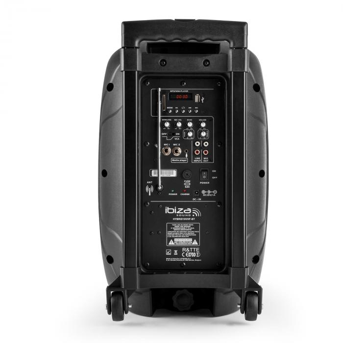 Boxa portabila activa Ibiza, 10 inch/25CM 400 W USB/SD/Bluetooth/VHF ...