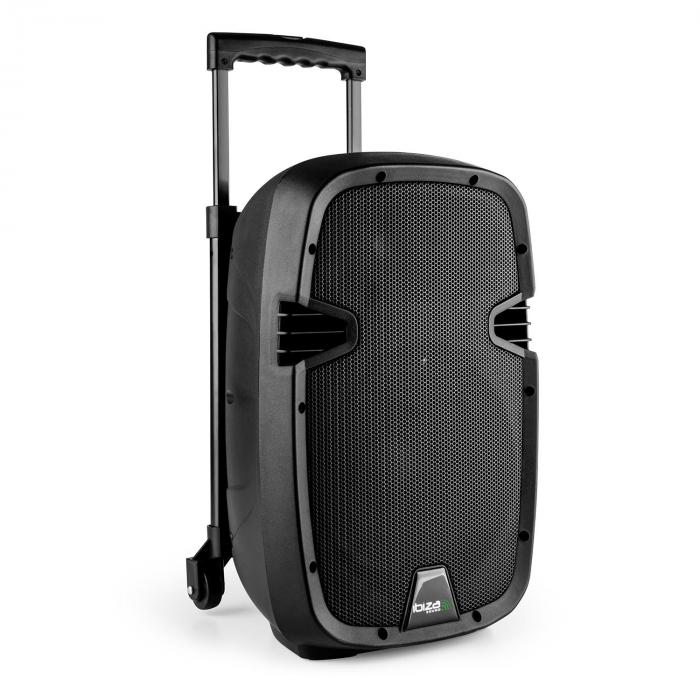Boxa portabila activa Ibiza, 10 inch/25CM 400 W USB/SD/Bluetooth/VHF ...