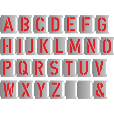 Set sabloane vopsire din metal zincat, font MSLDIN 150mm, litere, 29 ...