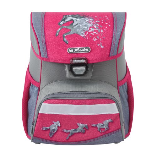 Ghiozdan Herlitz, Loop echipat Power Horse, 31x37x24 cm, roz cu gri ...