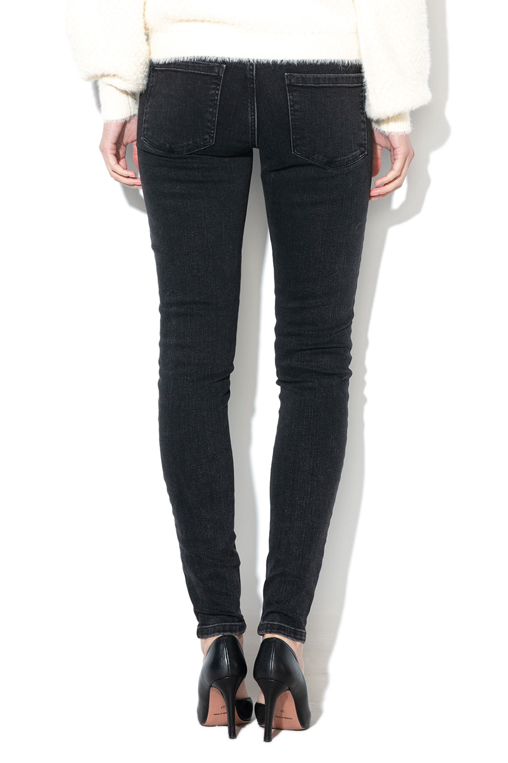 Vero Moda, Blugi slim fit Seven, Negru stins, S-L32 - eMAG.ro