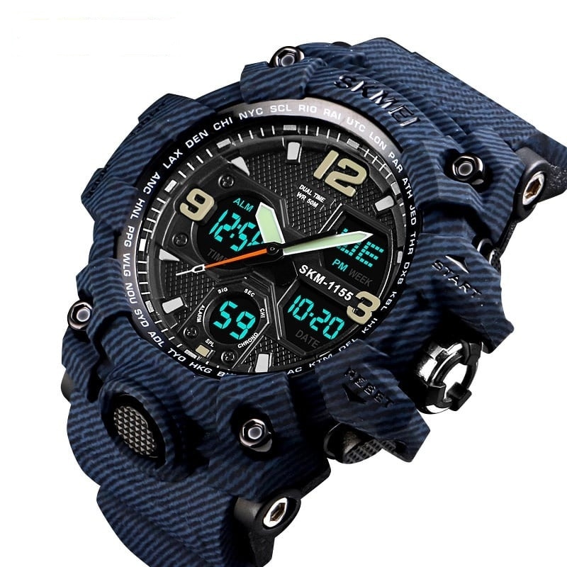 Ceas barbatesc Skmei, Denim Negru, Shock Resistant, Militar, Digital ...