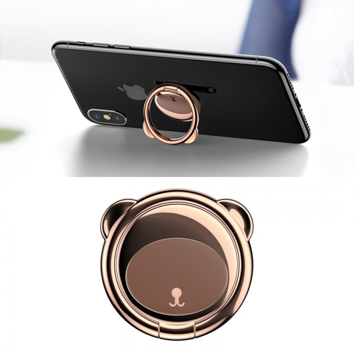 Suport telefon Inel Baseus, Bear Finger Grip Stand, Maro - eMAG.ro