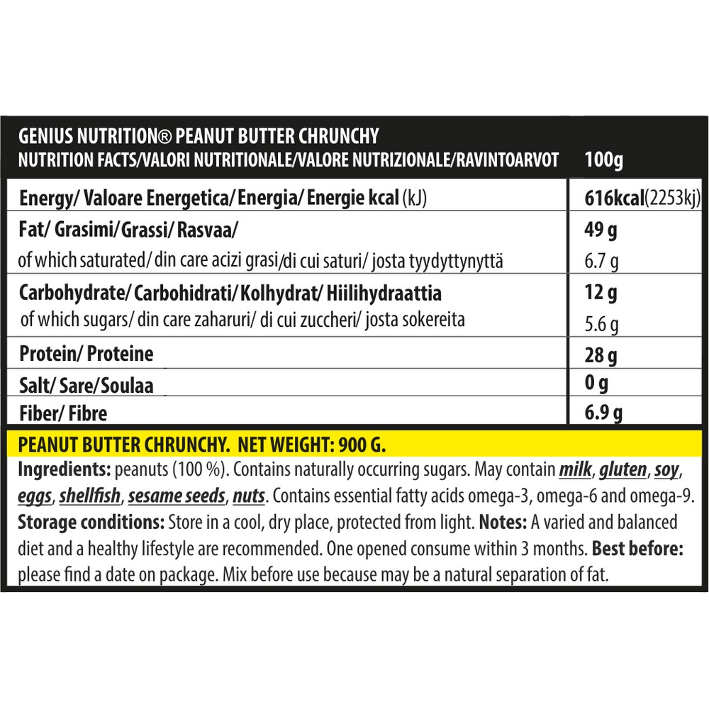 Unt de Arahide Fitness Genius Nutrition Crunchy, Fara Zahar, Fara Sare ...