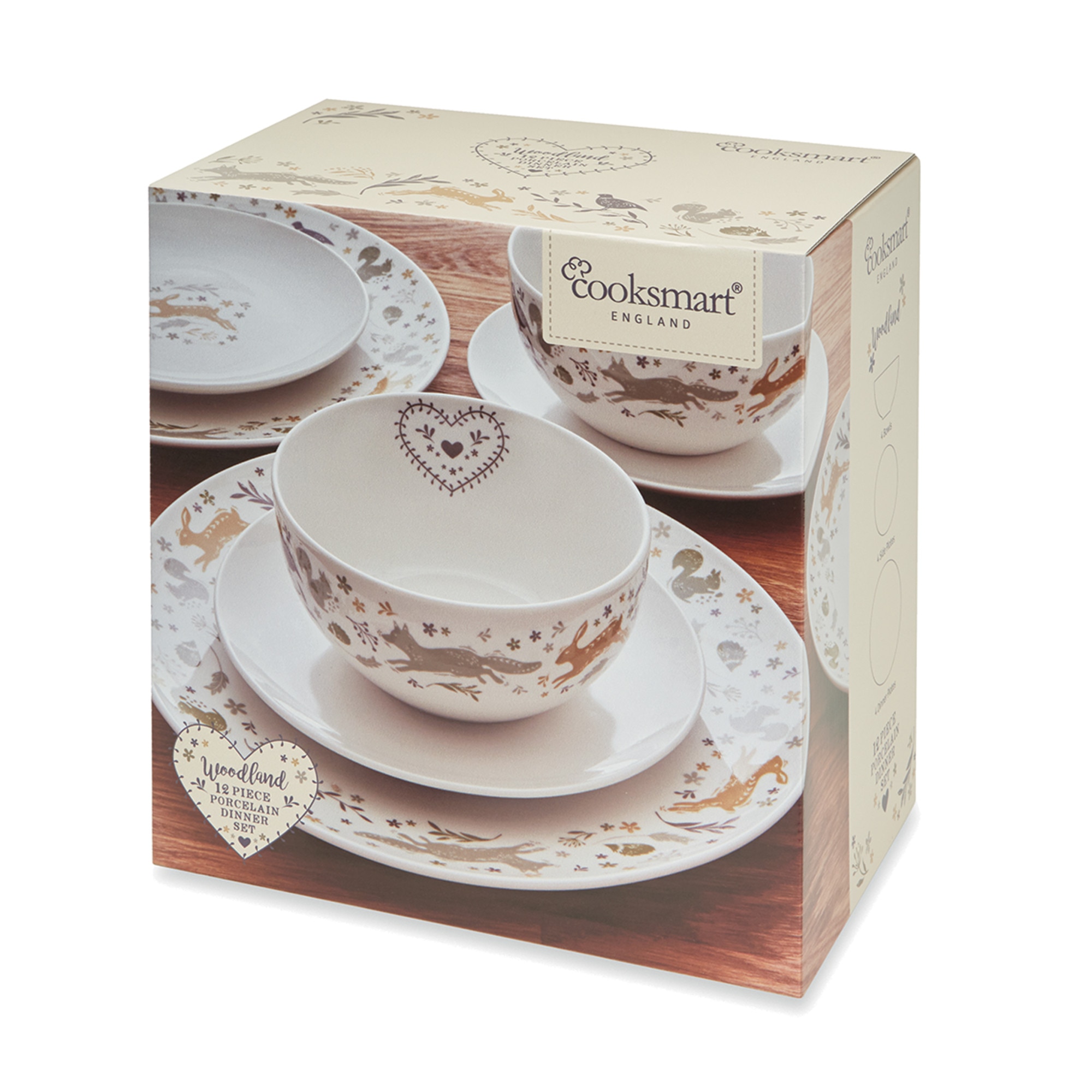 Сервиз за хранене Cooksmart Woodland, 12 части, Порцелан, Бял - eMAG.bg