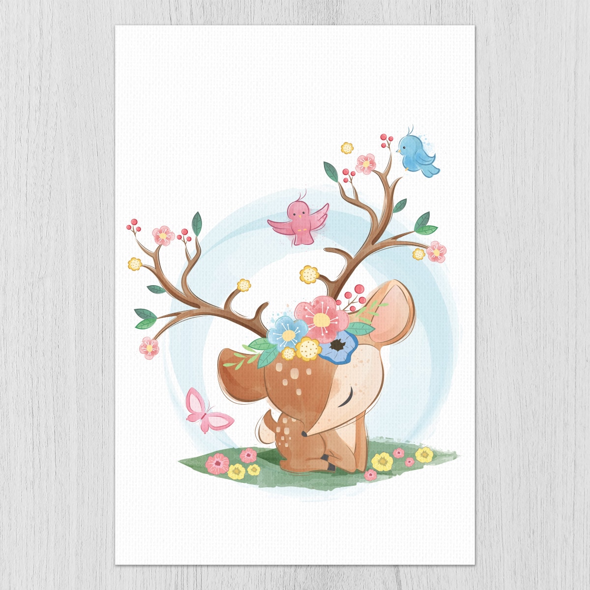 Set 3 tablouri camera copii, Girafa mama, Stickermania, rama MDF ...