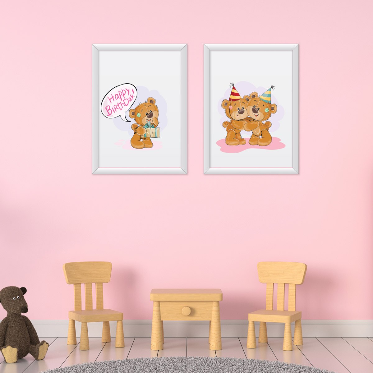Set 2 tablouri camera copii, Ursuletii la aniversare, Stickermania ...