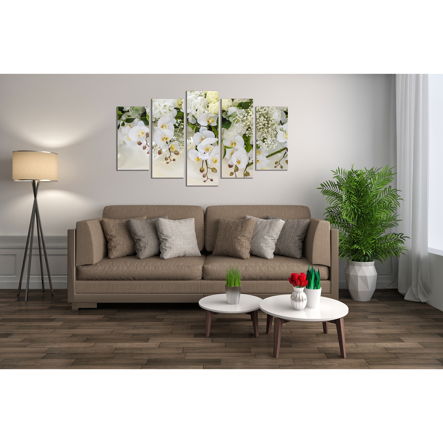 Set Tablouri Multicanvas 5 Piese, Orhidee albe,158х90 cm - eMAG.ro