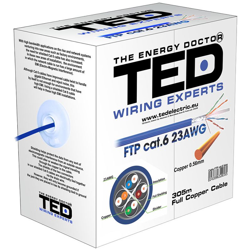 Cablu Ftp Cat 6 Cupru 0.52mm 305m Ted Electri - eMAG.ro