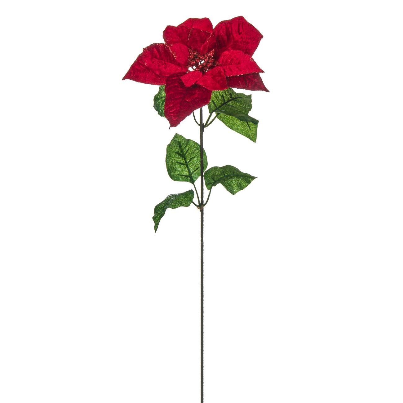 Floare decorativa de Craciun cu frunze verzi si petale rosii, DecorCasa ...