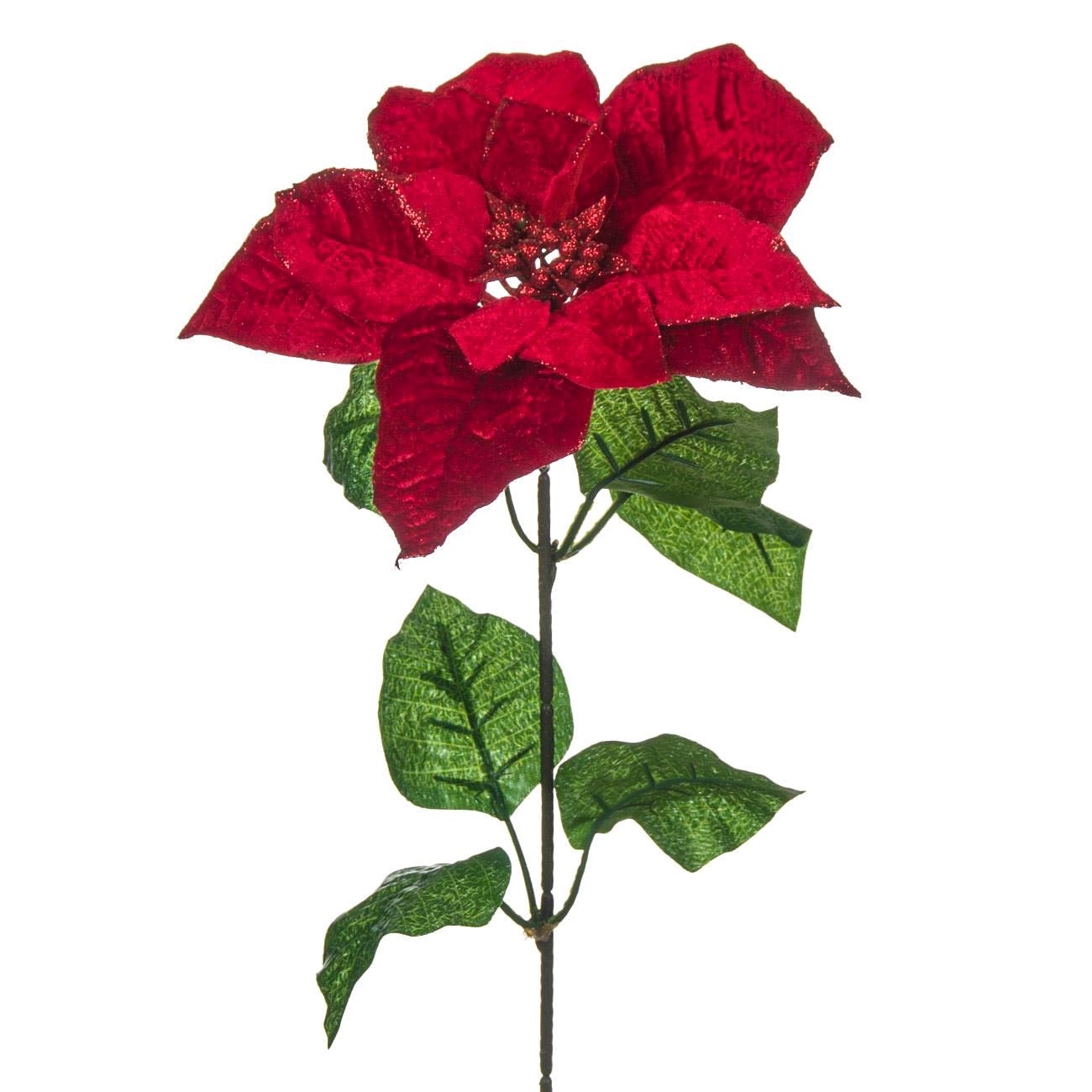 Floare decorativa de Craciun cu frunze verzi si petale rosii, DecorCasa ...