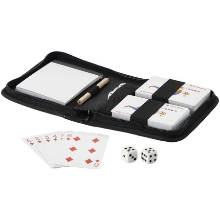 Set carti de joc, zaruri, carnetel, creion si husa, Everestus, TX, 600D ...