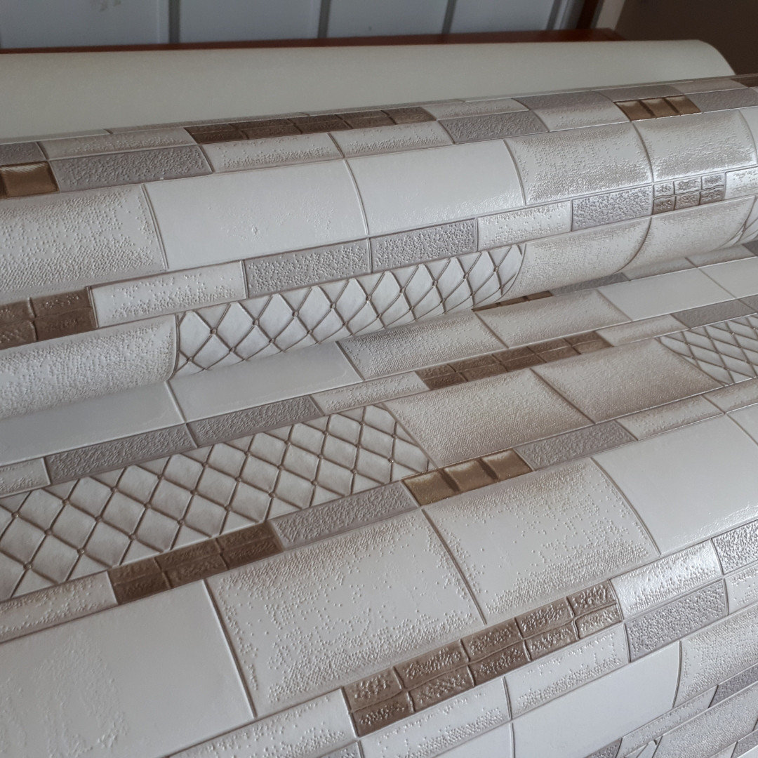 Tapet Slavyanski Oboi, Rebus 5565-01, model tip faianta, bej-crem ...