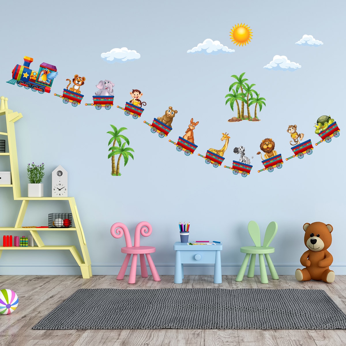 Stickere copii, Trenuletul cu animale, Stickermania, 60x90cm - eMAG.ro