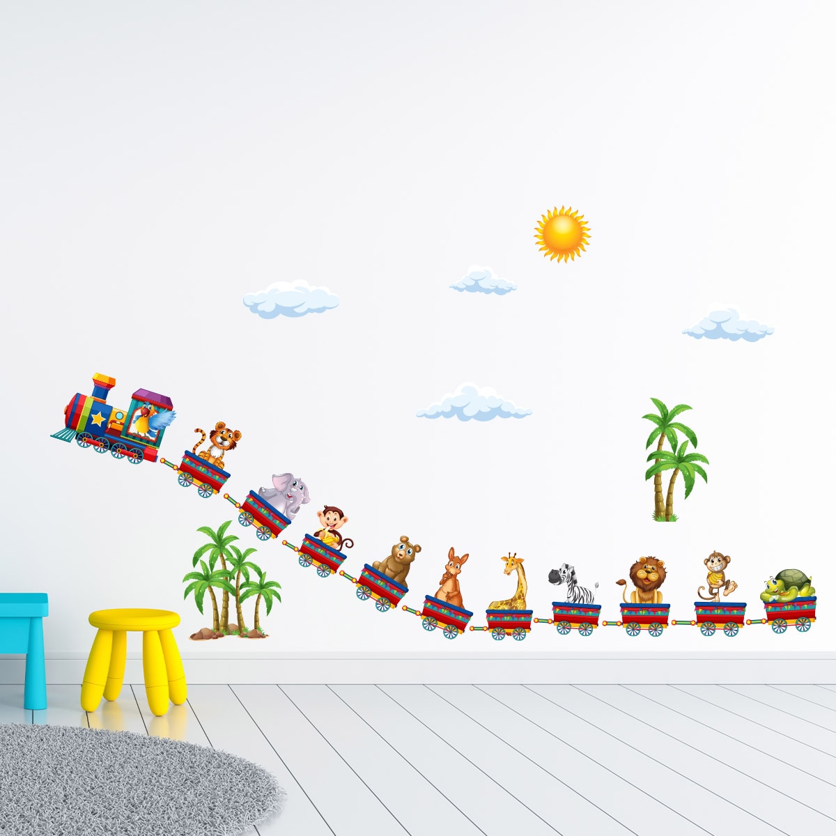 Stickere copii, Trenuletul cu animale, Stickermania, 60x90cm - eMAG.ro
