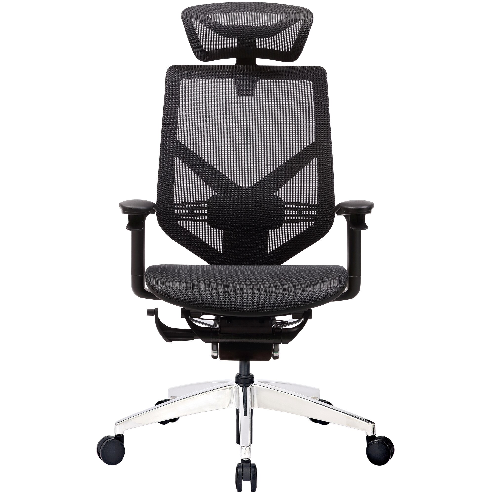 Scaun ergonomic GtChair Tender Form, mesh negru, cadru negru, tetiera ...