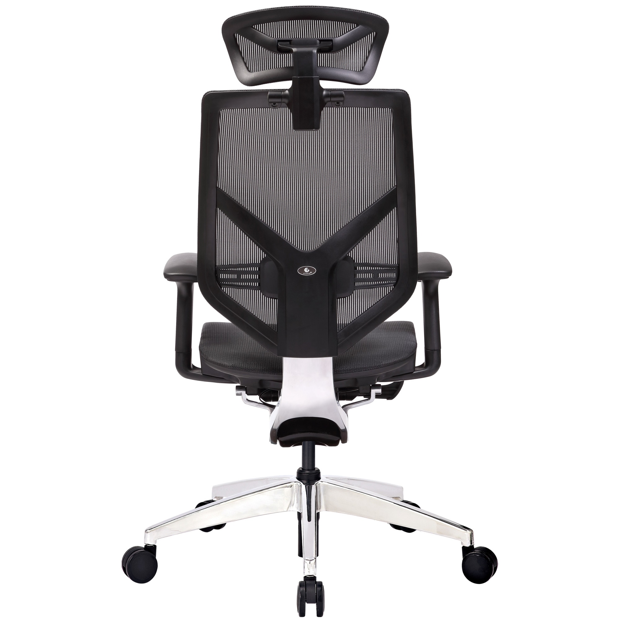 Scaun ergonomic GtChair Tender Form, mesh negru, cadru negru, tetiera ...