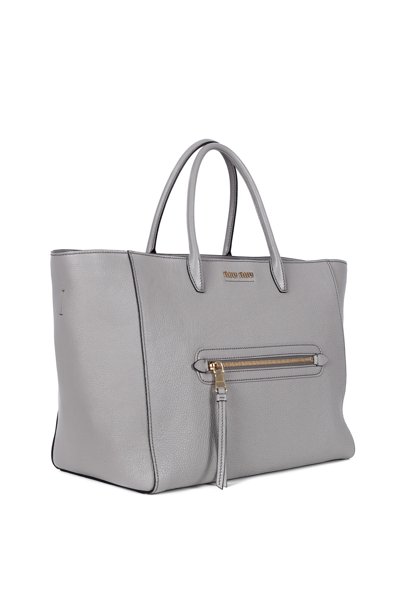 Geanta shopper Miu Miu, dimensiune mare, piele gri - eMAG.ro