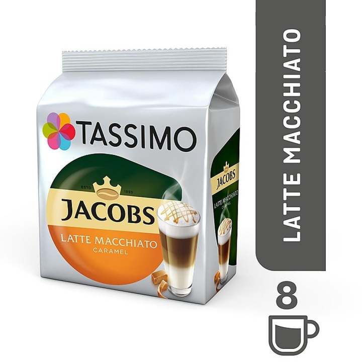 Cafea capsule, Jacobs Tassimo Caramel Macchiato, 8 buc x 295 ml, 8 ...