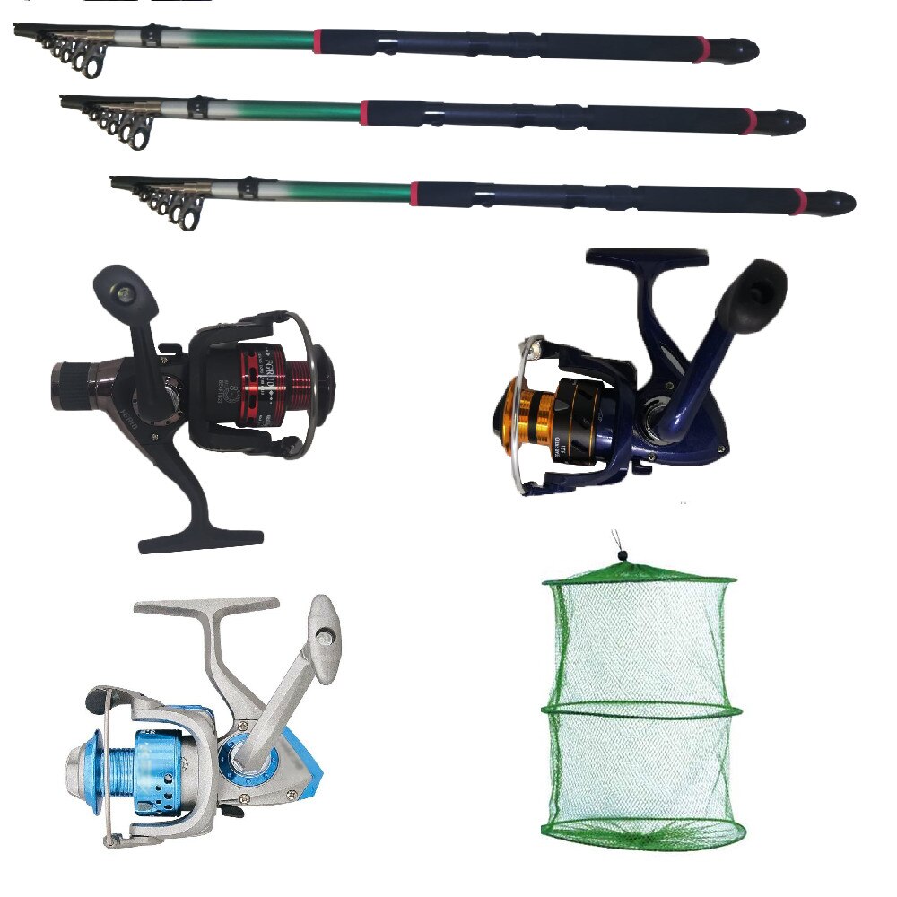 Set de trei lansete pescuit sportiv 3,6m eastshark, trei mulinete si ...