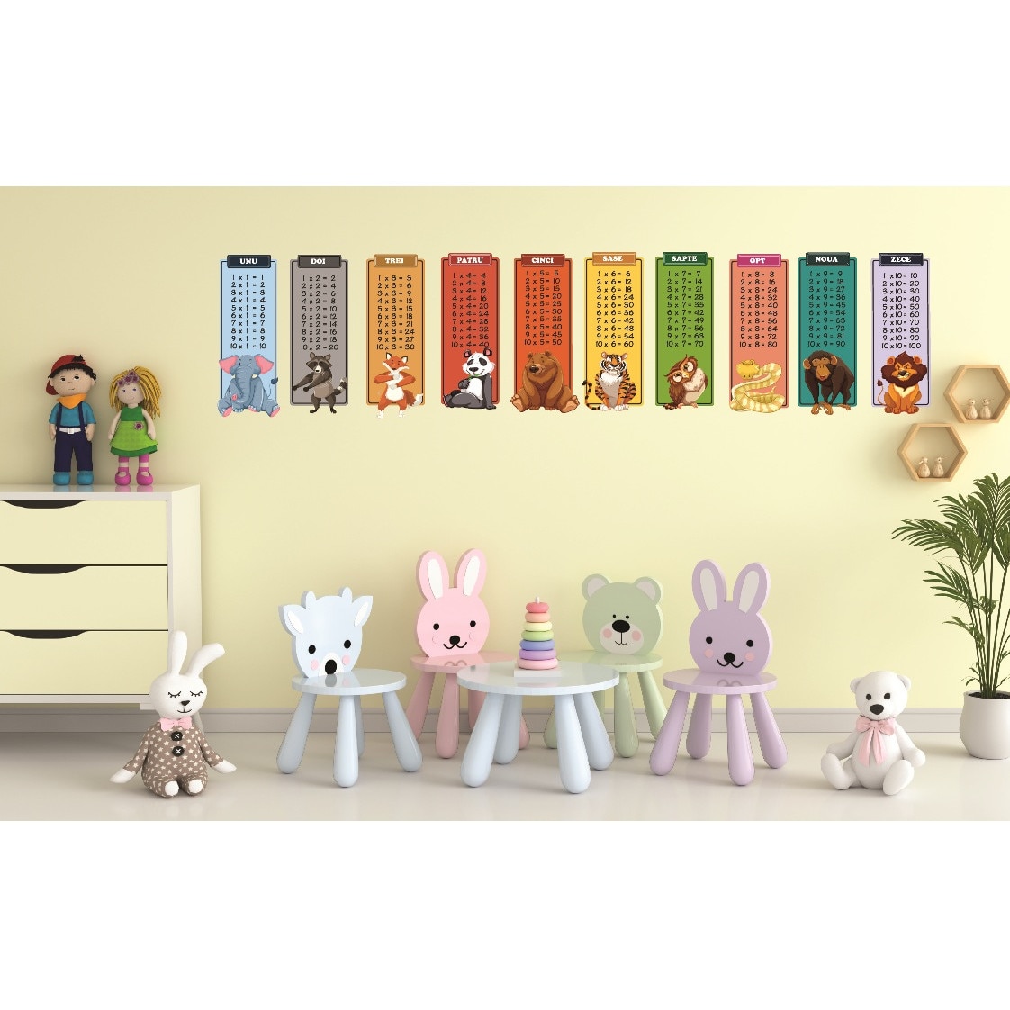 Sticker educativ - Numere, tabla inmultirii si animale - eMAG.ro